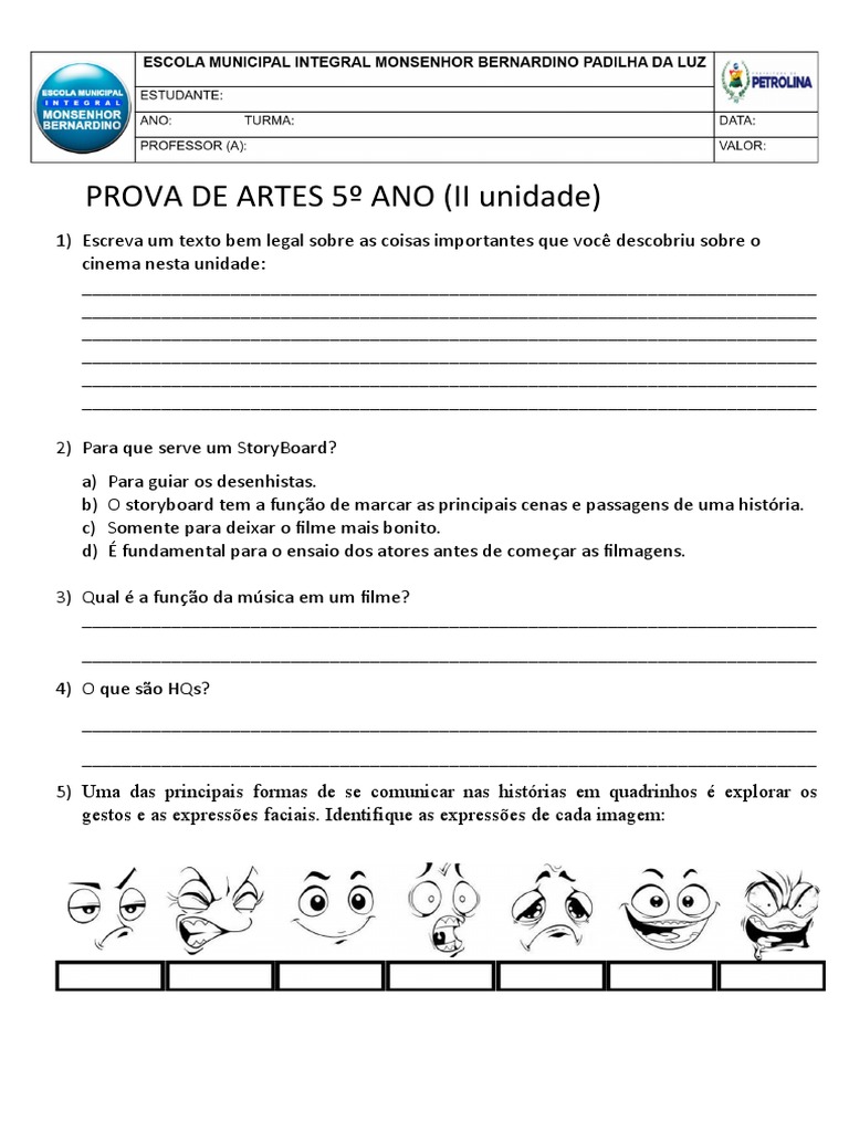 PROVA 5 ANO II Unidade | PDF