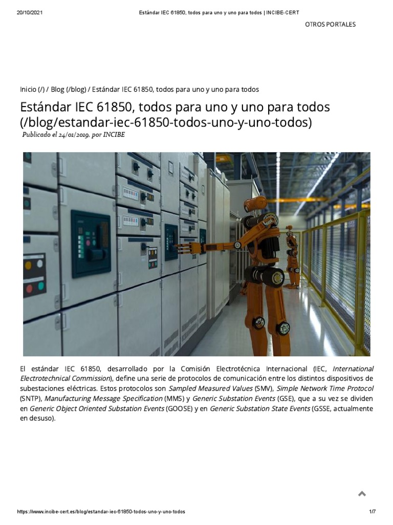 Estándar IEC 61850, Todos Para Uno y Uno Para Todos _ INCIBE-CERT | PDF ...