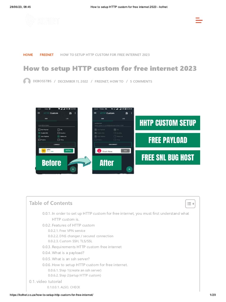 How To Setup HTTP Custom For Free Internet 2023 - Kofnet | PDF