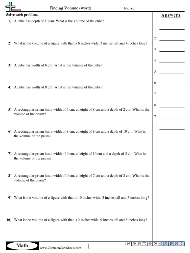Word Problems Volume of Cube & Cuboids | PDF | Volume | Length