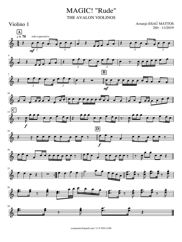 MAGIC! Rude - Violino 1 | PDF