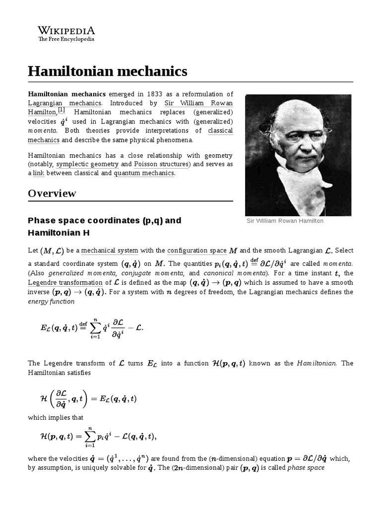 Hamiltonian Mechanics | PDF | Hamiltonian Mechanics | Lagrangian Mechanics