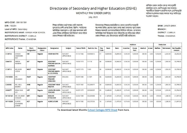 July 2023 MPO Sheet | PDF