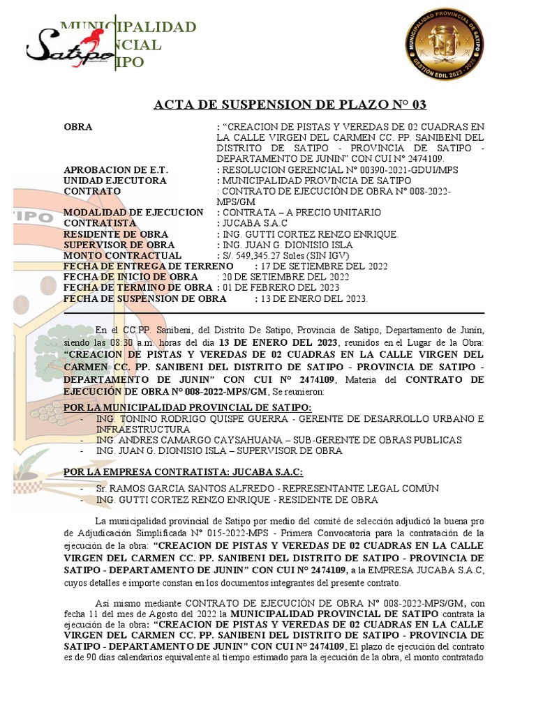 Acta Suspensión de Plazo | PDF | Justicia | Crimen y violencia