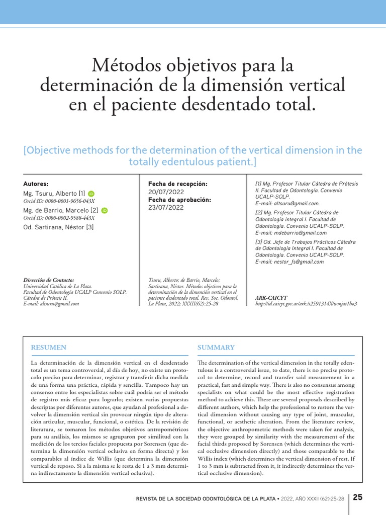 Métodos Objetivos para Dimensión Vertical en Edentados | PDF | Anatomía ...