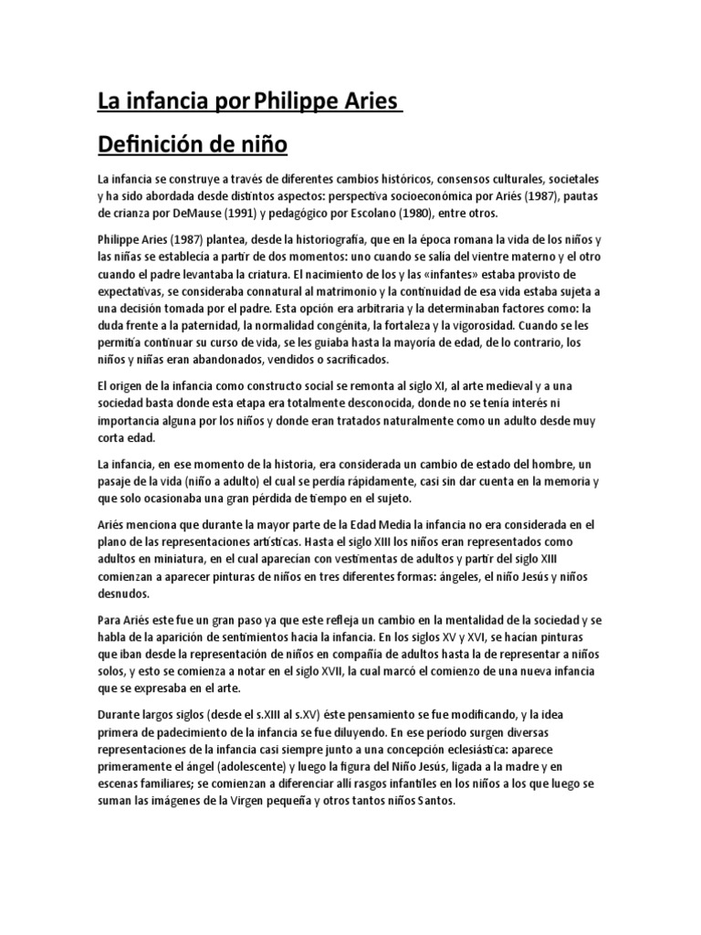 La Infancia Por Philippe Aries | PDF