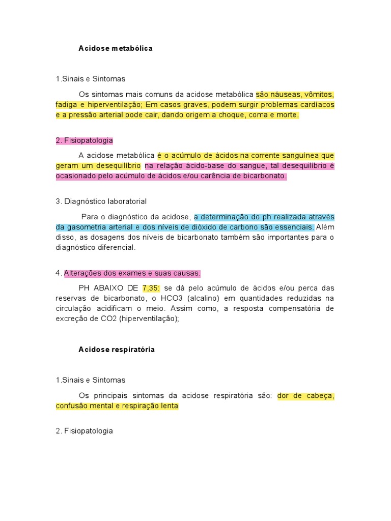 Acidose e Alcalose | PDF | Causas de morte | Medicina Intensiva