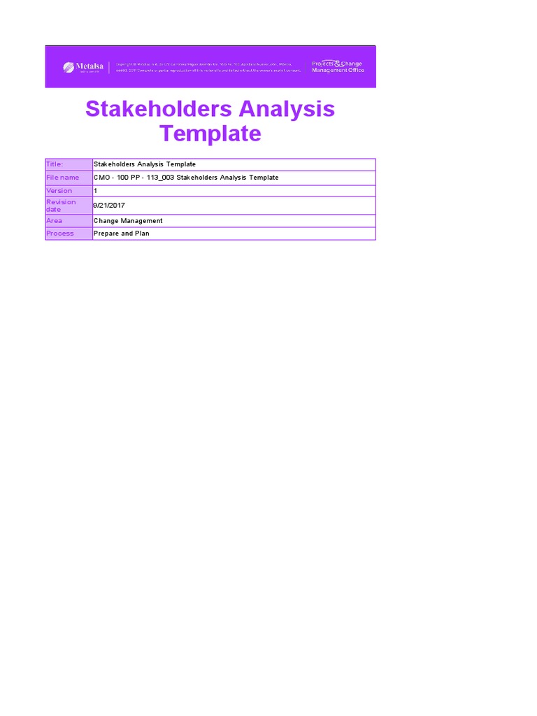 Stakeholder Analysis Template - Aldridge | PDF | Employment | Change ...