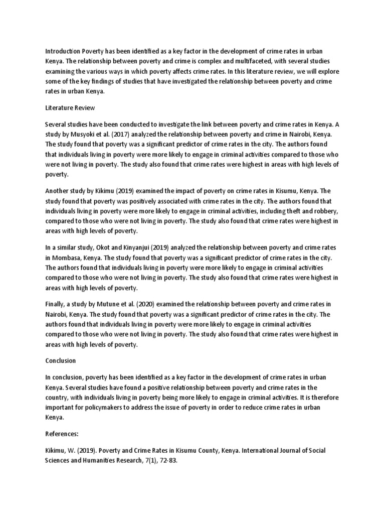 Introduction Poverty Has Been Identified As A Key Factor in The ...