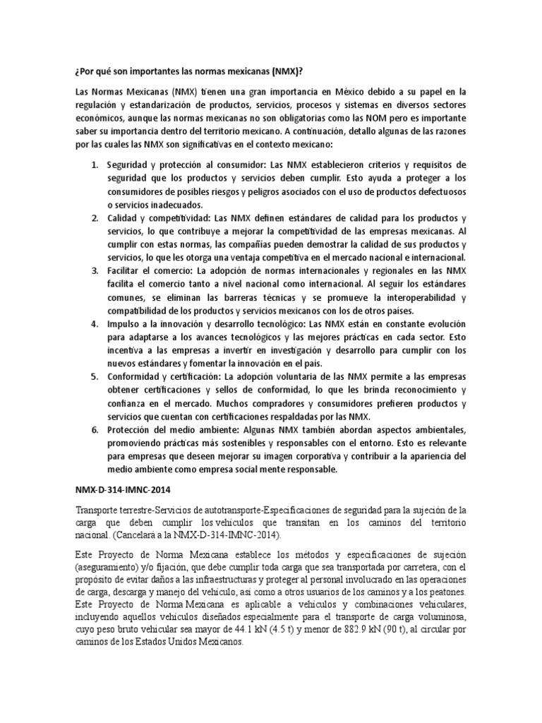 ¿Por Qué Son Importantes Las Normas Mexicanas (NMX) ? | PDF | Calidad ...