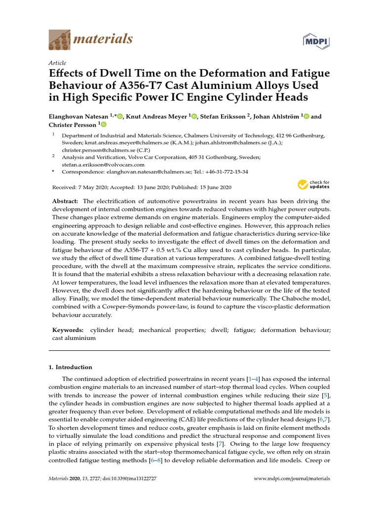Materials 13 02727 | PDF | Deformation (Engineering) | Fatigue (Material)