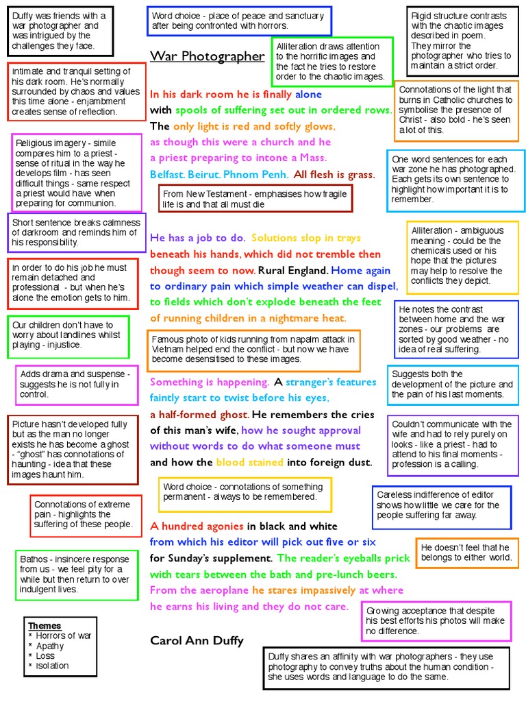 War Photographer Annotated | PDF | Poetry