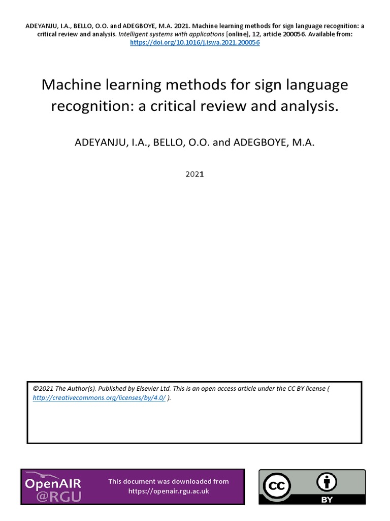 Machine Learning for Sign Language Recognition | PDF | Artificial ...