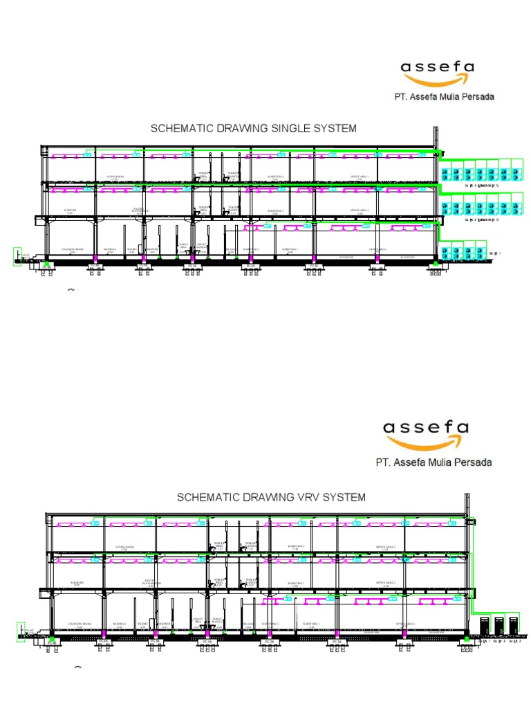 Schematic Drawing Single & VRV System | PDF | Room | Interior Design
