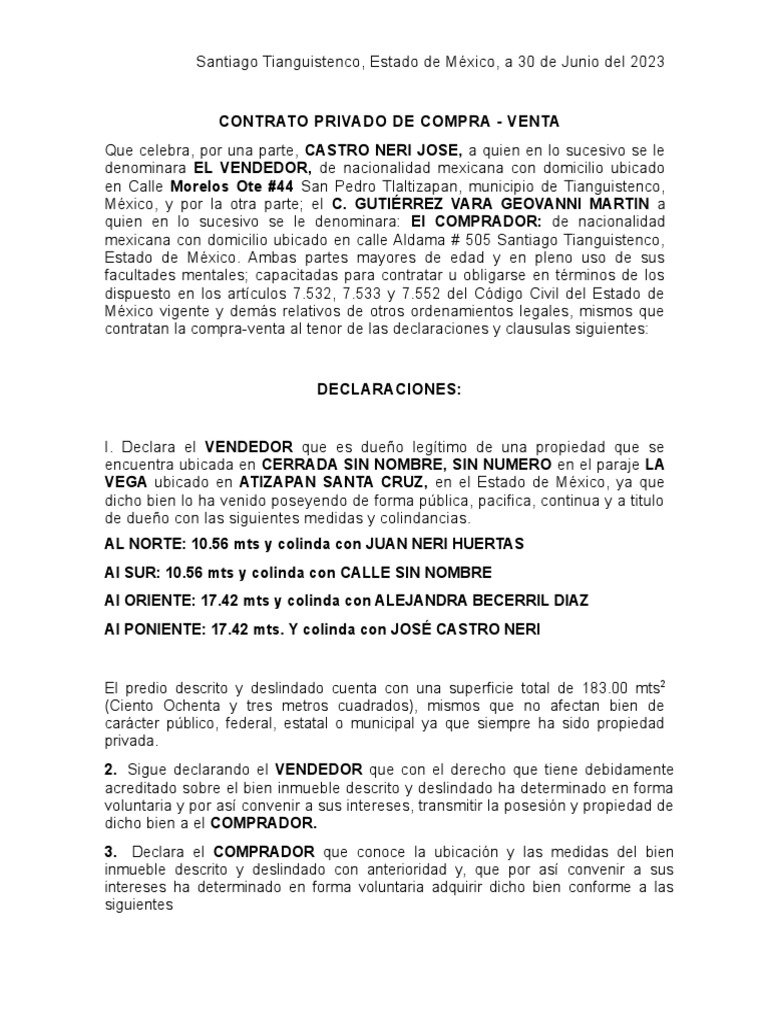 Contrato Jose | PDF | Derecho privado | Derecho civil (sistema legal)