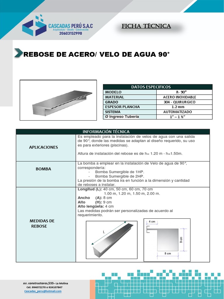 3.0 Ficha Tecnica - Rebose de Acero 90 | PDF | Tecnología