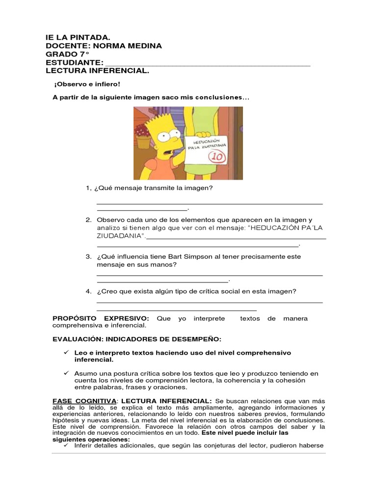 Lectura Inferencia 7° | PDF | Comprensión lectora