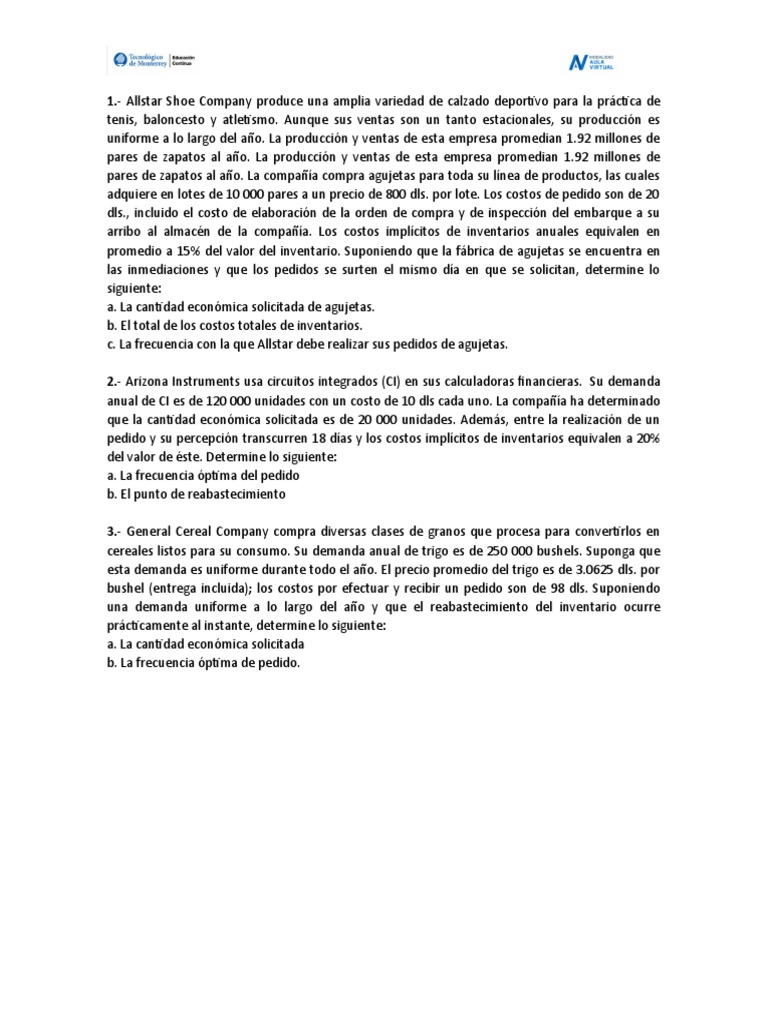 Ejercicios Admón. Inventarios | PDF