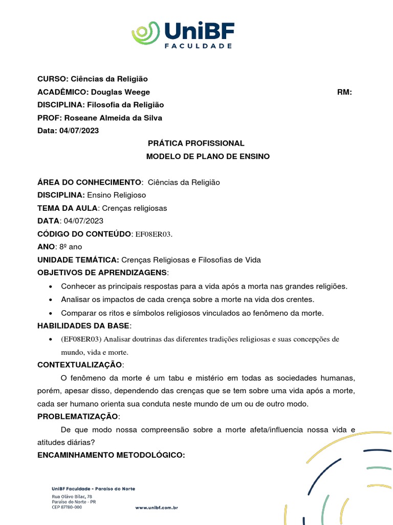 Prática - Plano de Aula ATUALIZADA 2605 | PDF