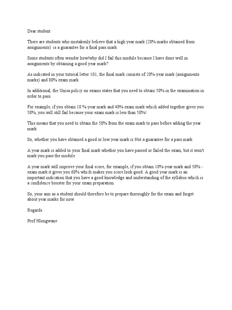 Year Mark Vs Final Mark | PDF