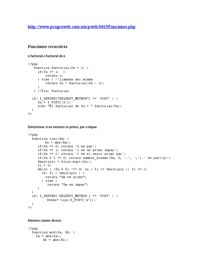 Funciones Recursivas PHP | Descargar gratis PDF | Números | Matemáticas discretas