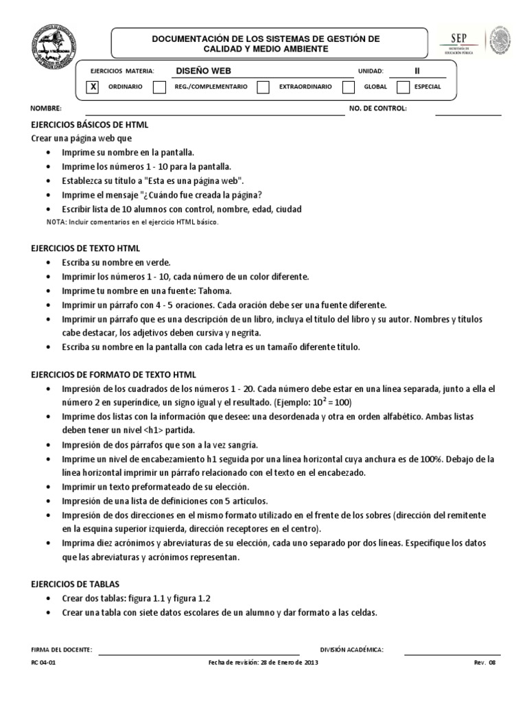 Ejercicios HTML | PDF
