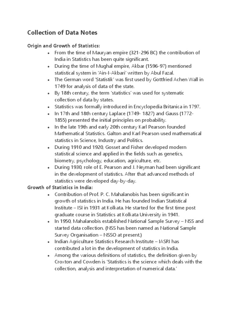 STD 11 Chap 1 Collection of Data | PDF | Statistics | Census STD 11 Chap 1 Collection of Data | PDF | Statistics | Census