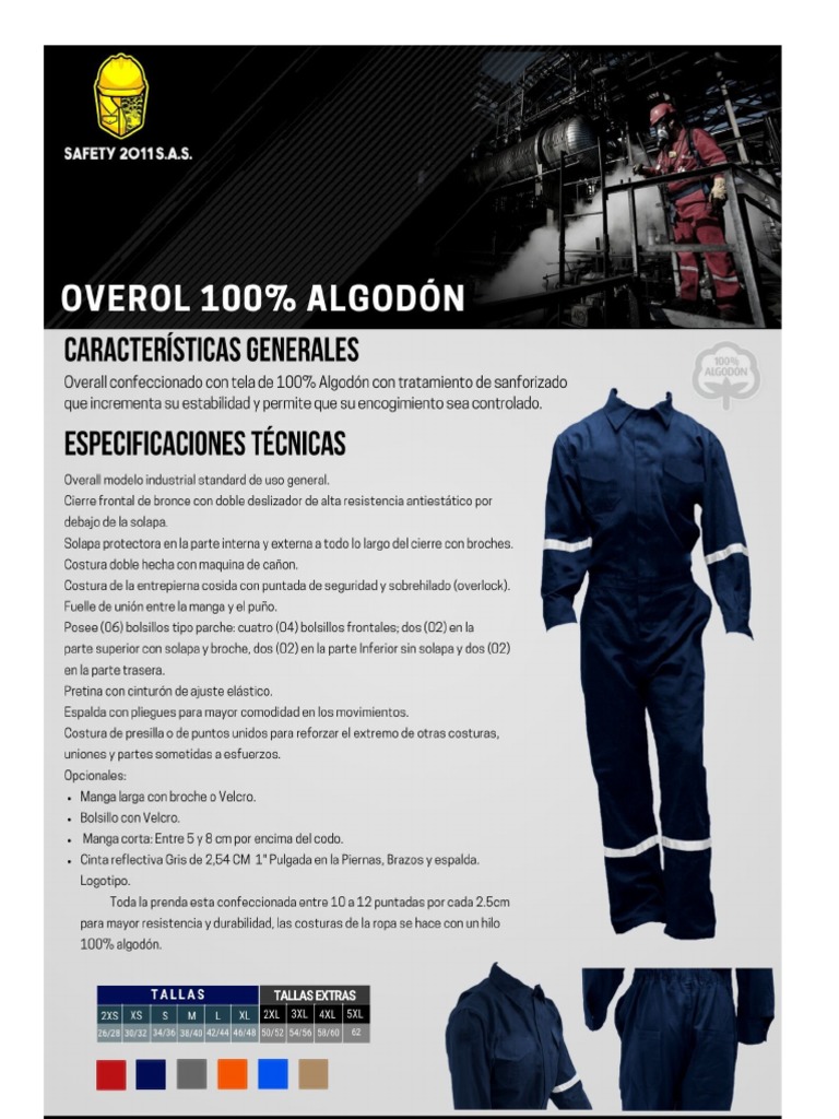 Ficha Tecnica Overol | PDF