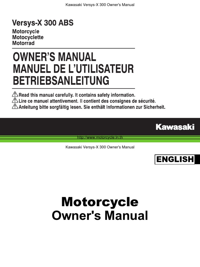 Kawasaki Versys X 300 Owners Manual en | PDF | Motorcycle | Manual Transmission