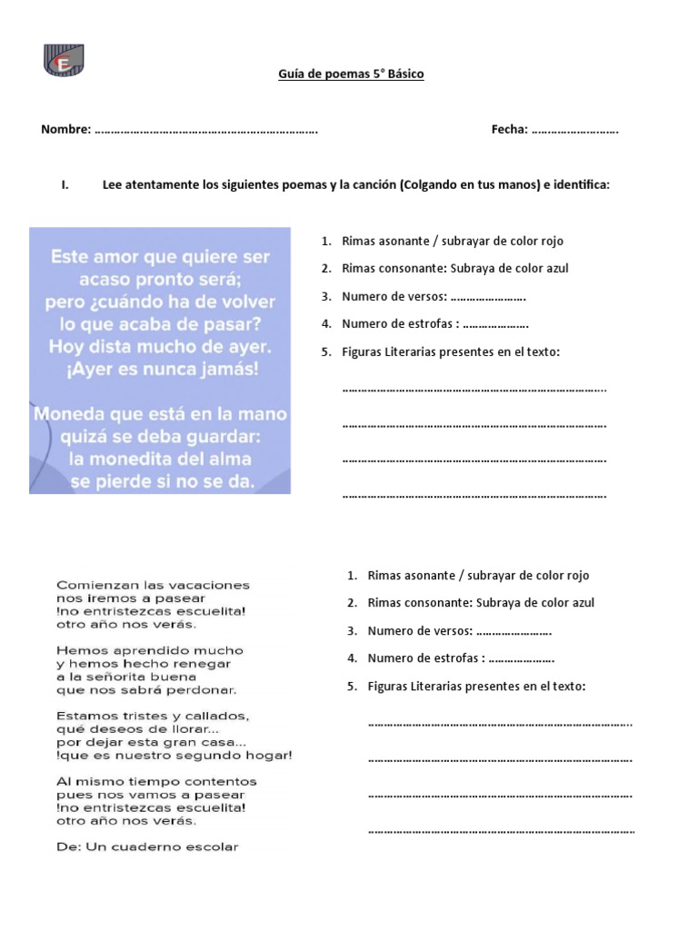 Guia 1 de Repaso Poesia | PDF | Rima | Poesía