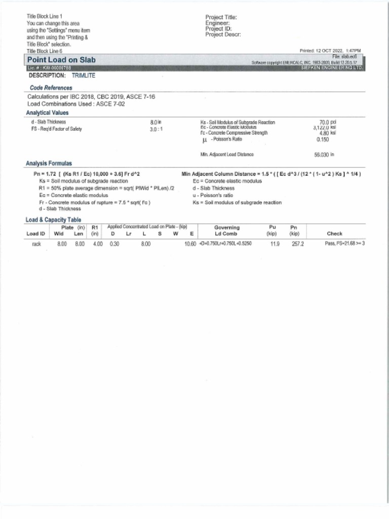 John's Calculations Slab Check | PDF