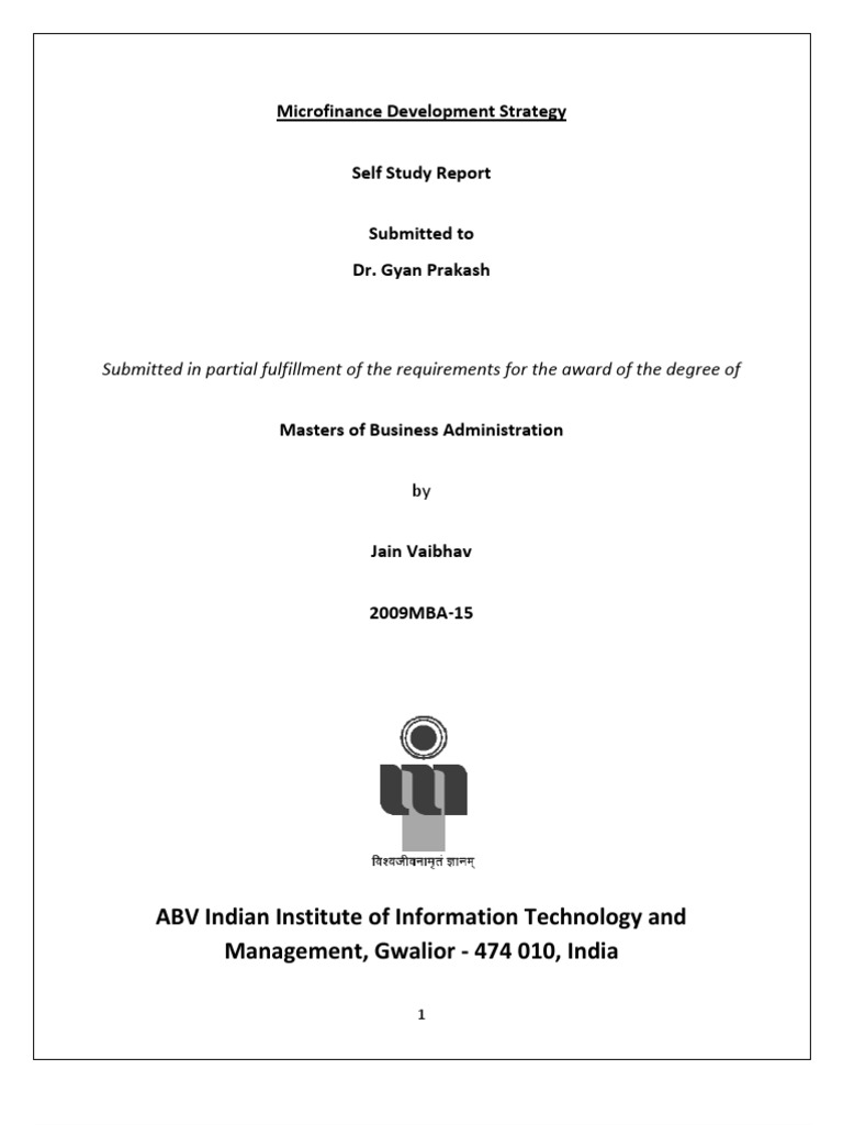 Project Report On Microfinance Sector | PDF