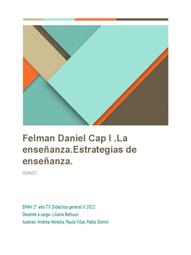 Copia de Felman Daniel Cap I .La Enseñanza - Estrategias de Enseñanza ...