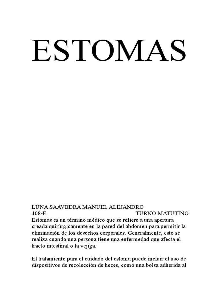 ESTOMAS | PDF | Heces | Medicina CLINICA
