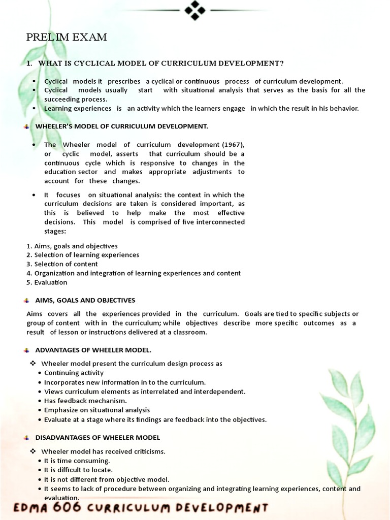 Curriculum Development Models | PDF | Curriculum | Middle Schools