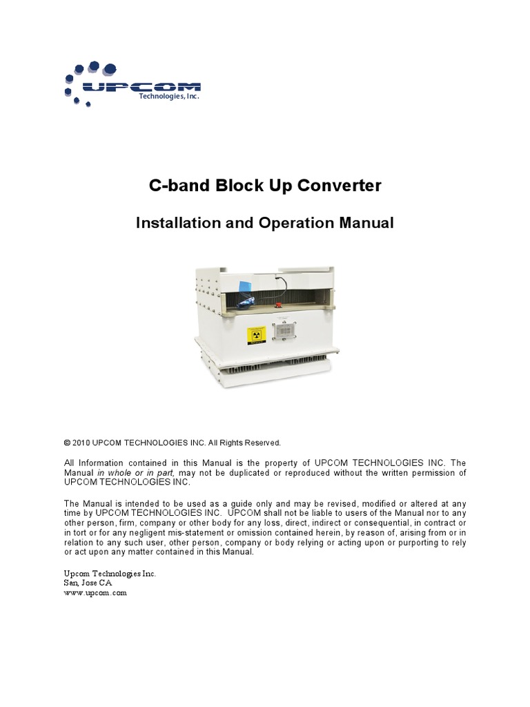 C Band Block Up Converter Upcom | PDF | Amplifier | Power Supply