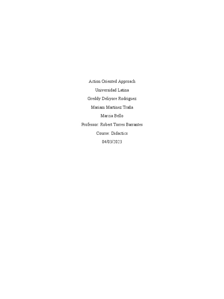 Action Oriented Approach Pdf Learning Goal