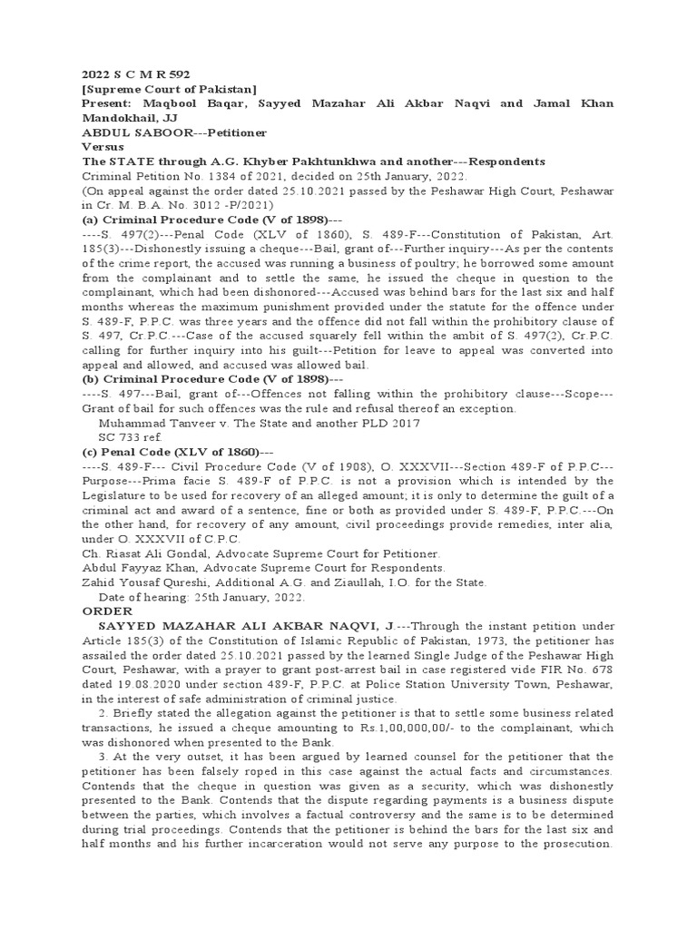 Judgment 489f-Post Arrest | PDF