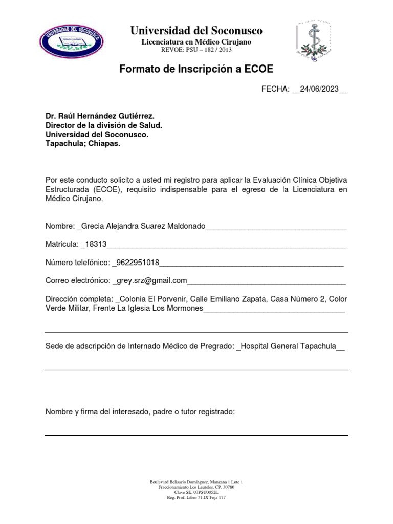 Formato de Registro ECOE | PDF