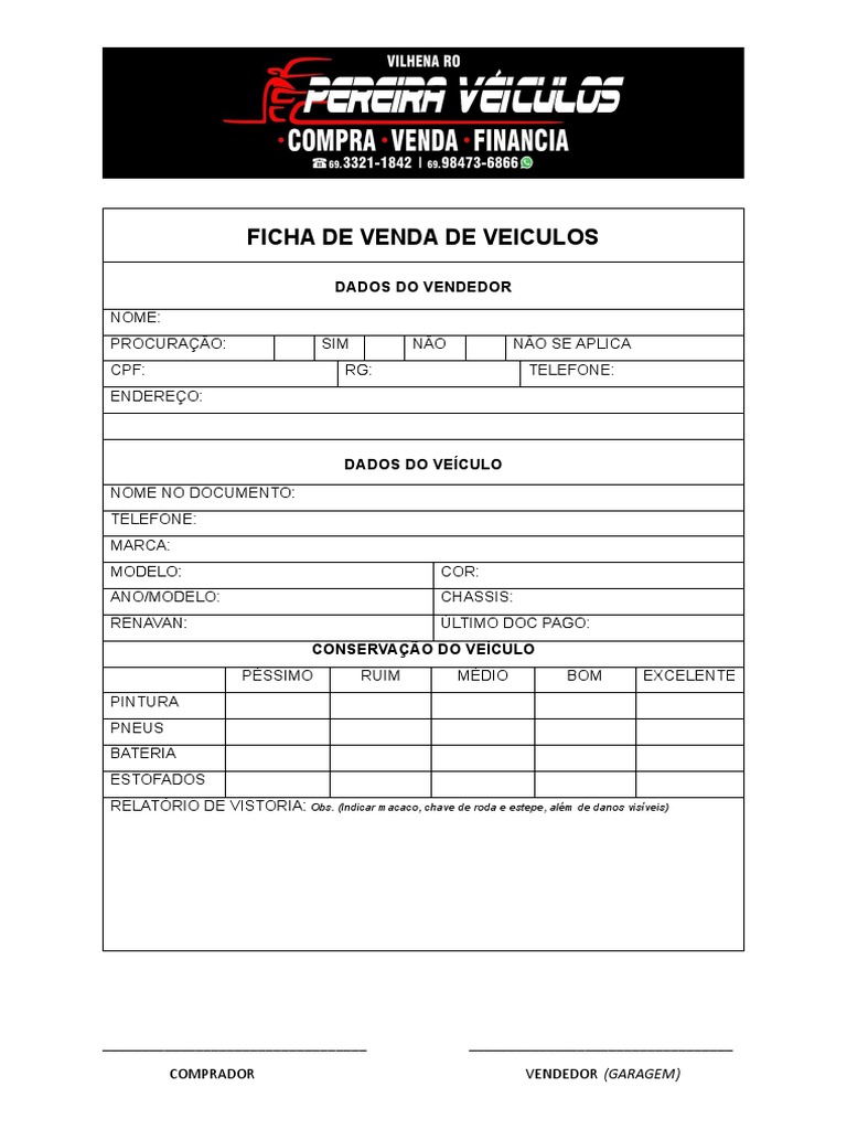 Ficha de Venda | PDF