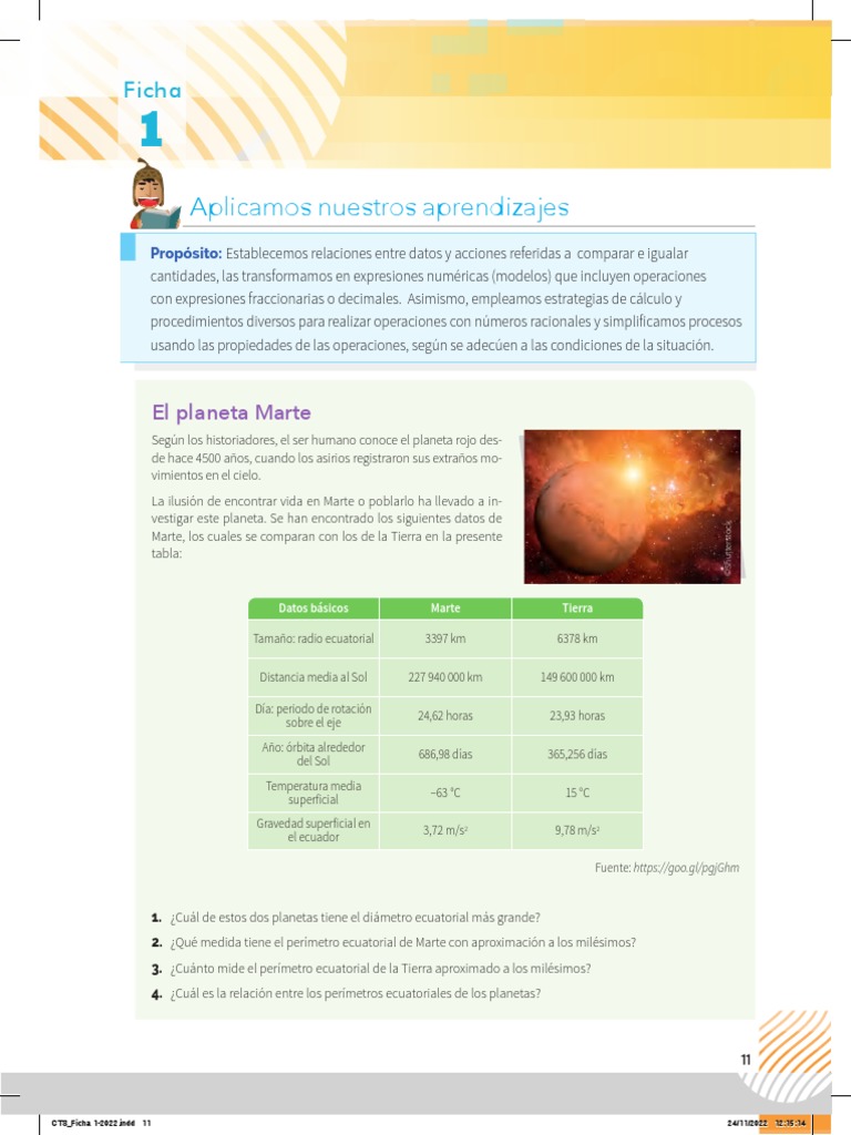 CT3 - Ficha 1 | PDF | Marte | Tierra