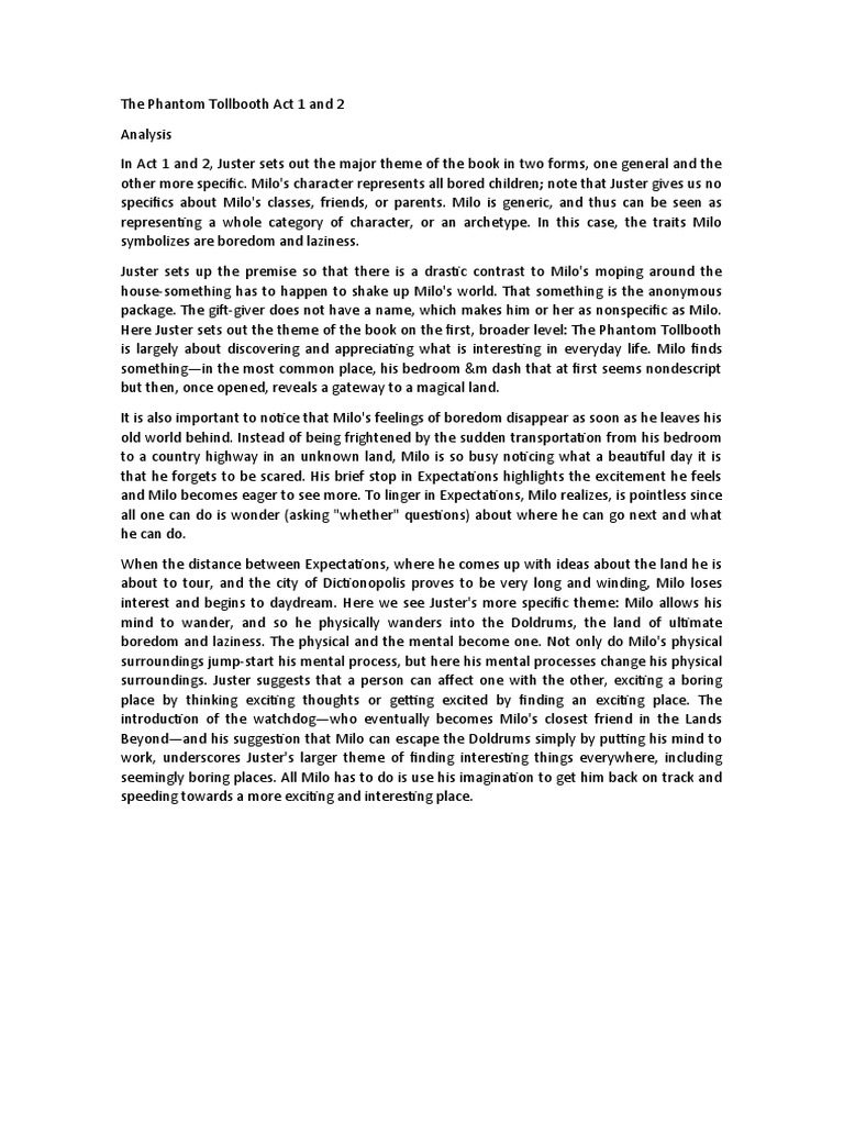 The Phantom Tollbooth Act 1 and 2 | PDF | Psychology