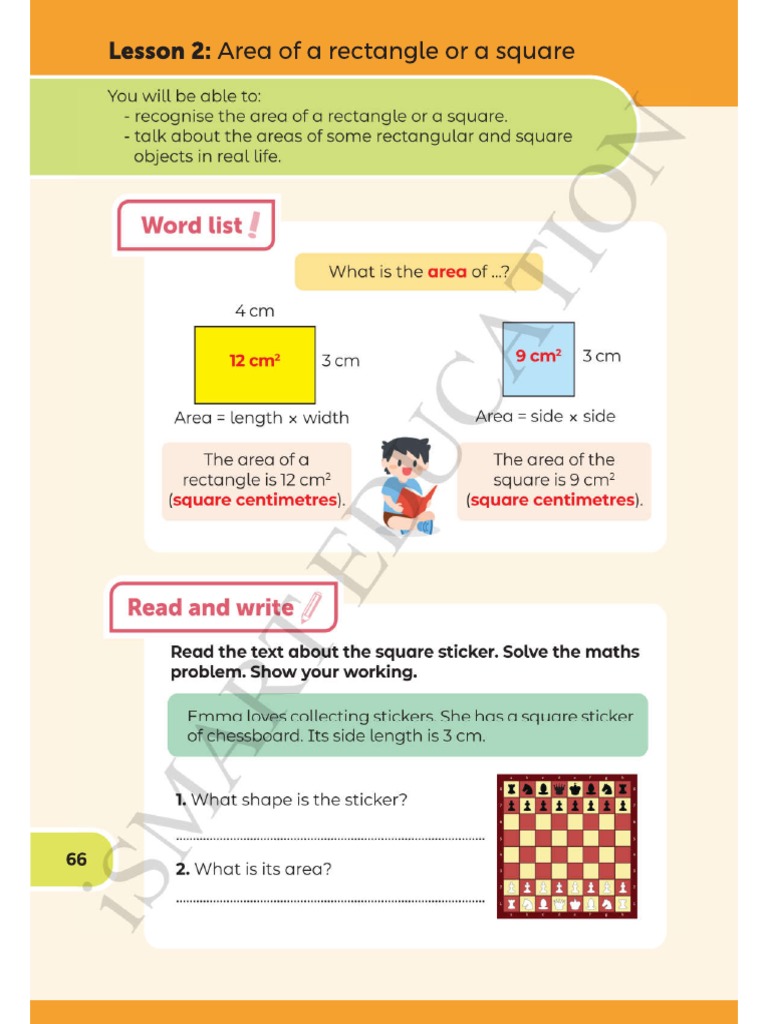 Area of A Rectangle and A Square - G3 | PDF