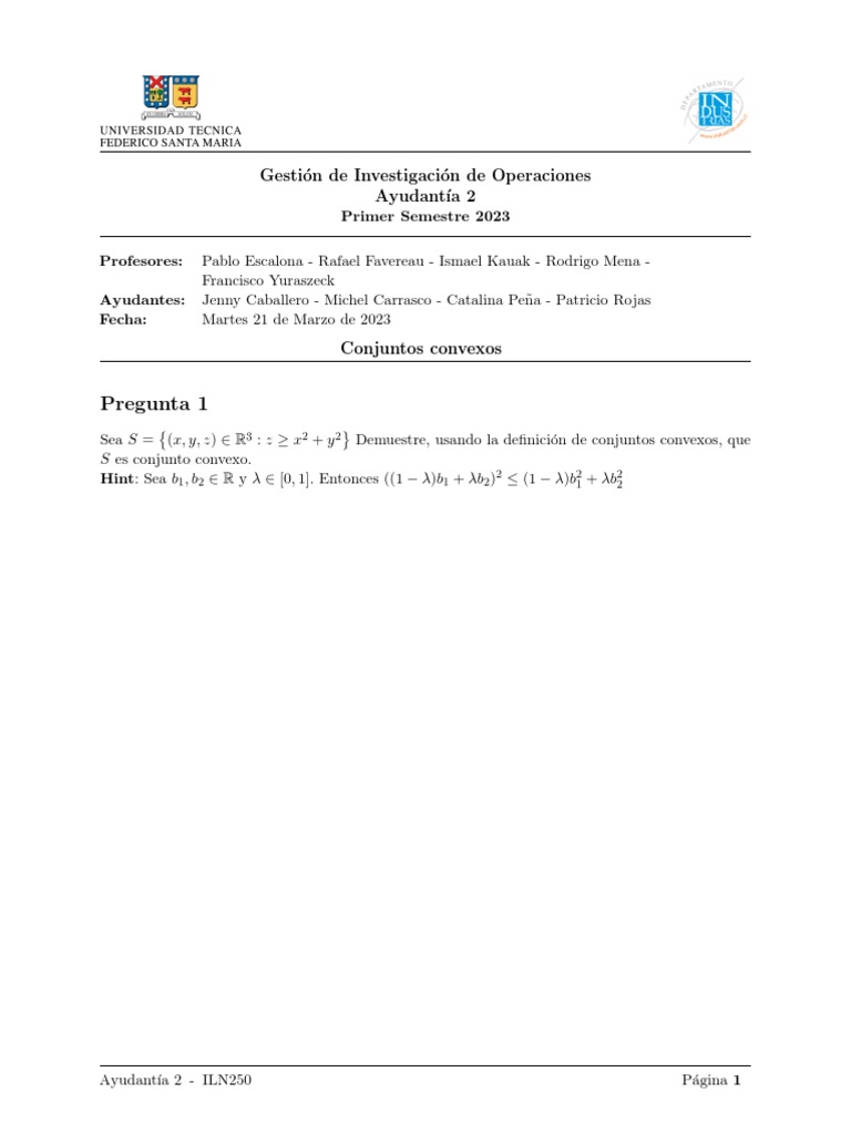 Ayudantía 2 - Conjuntos Convexos | PDF | Conjunto convexo | Geometría