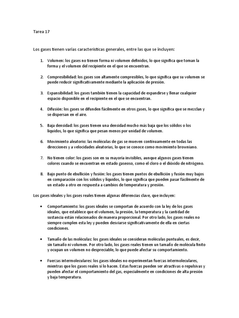Tarea 17 | Descargar gratis PDF | Gases | Mole (Unidad)