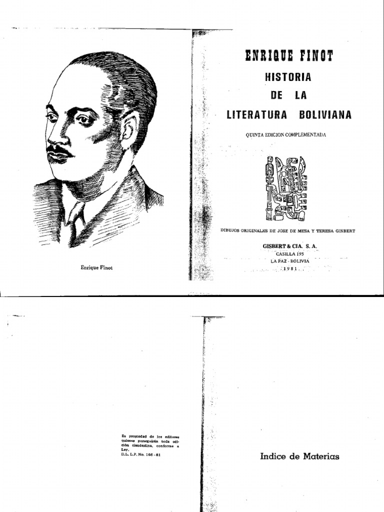 Finot, Enrique. Historia de La Literatura Boliviana | PDF