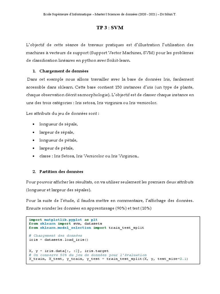 SVM pour la classification d'Iris | PDF