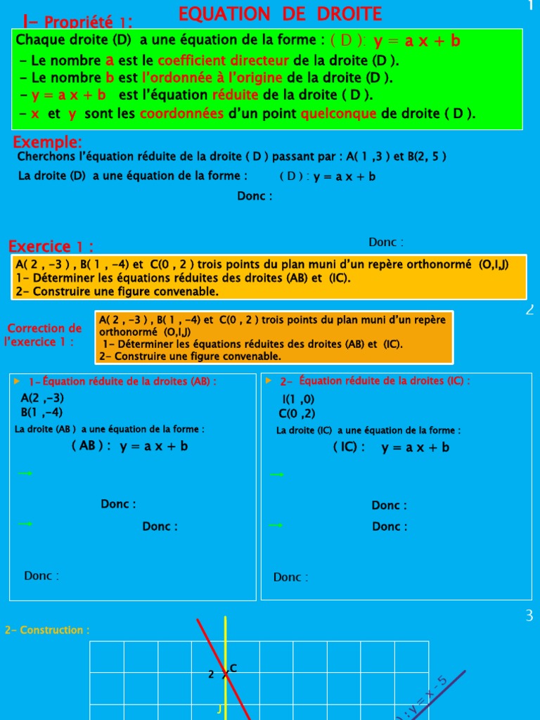 Equations de Droite | PDF | Coordonnées cartésiennes | Équations