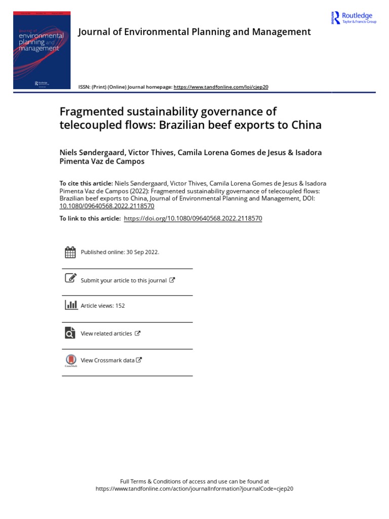 Fragmented Sustainability Governance of Telecoupled Flows - Brazilian ...