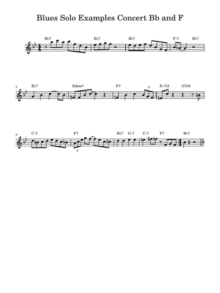 Blues Solo Examples Concert BB and F | PDF